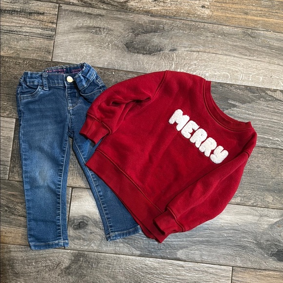 Shirts & Tops | Red Merry Sweater And Blue Jeans Set | Poshmark